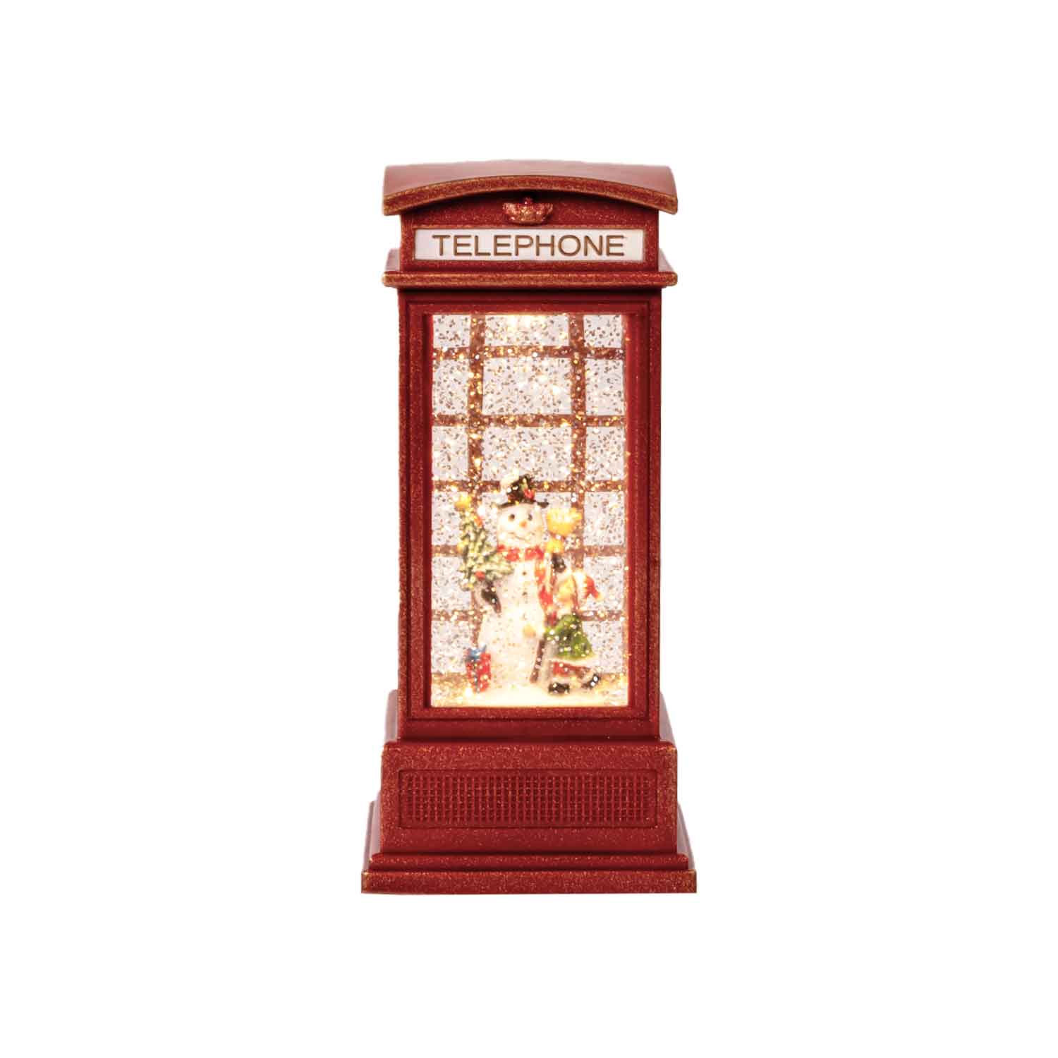 Red Musical Telephone Booth Snow lamp - Snowman – World of Christmas