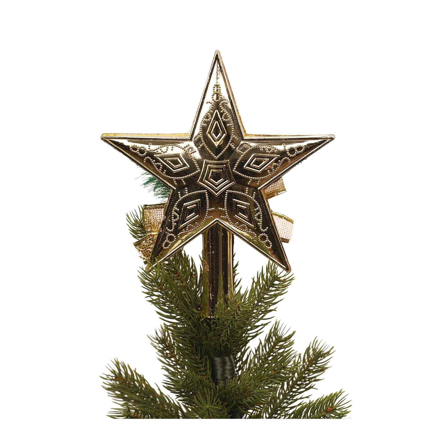Gold Star Tree Topper With Ferns – World of Christmas