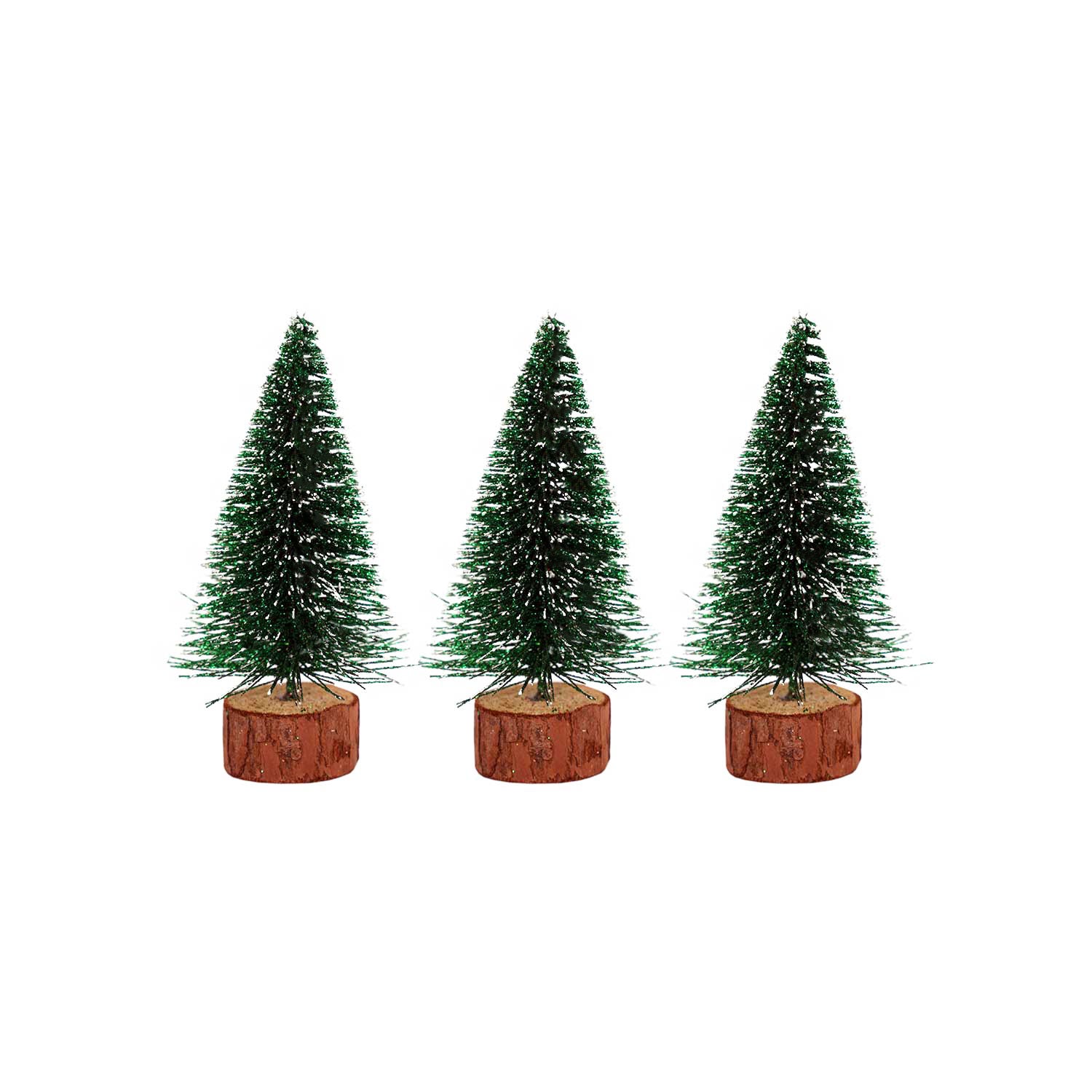 Set of 3 Green Mini Bottle Brush Trees -10cm – World of Christmas